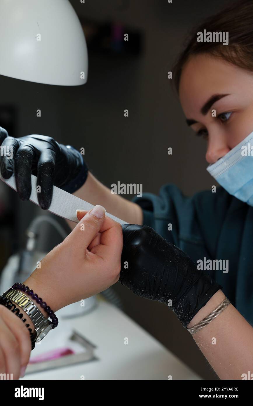 Manicure, Nails Polish Procedure. Professional hardware manicure using ...