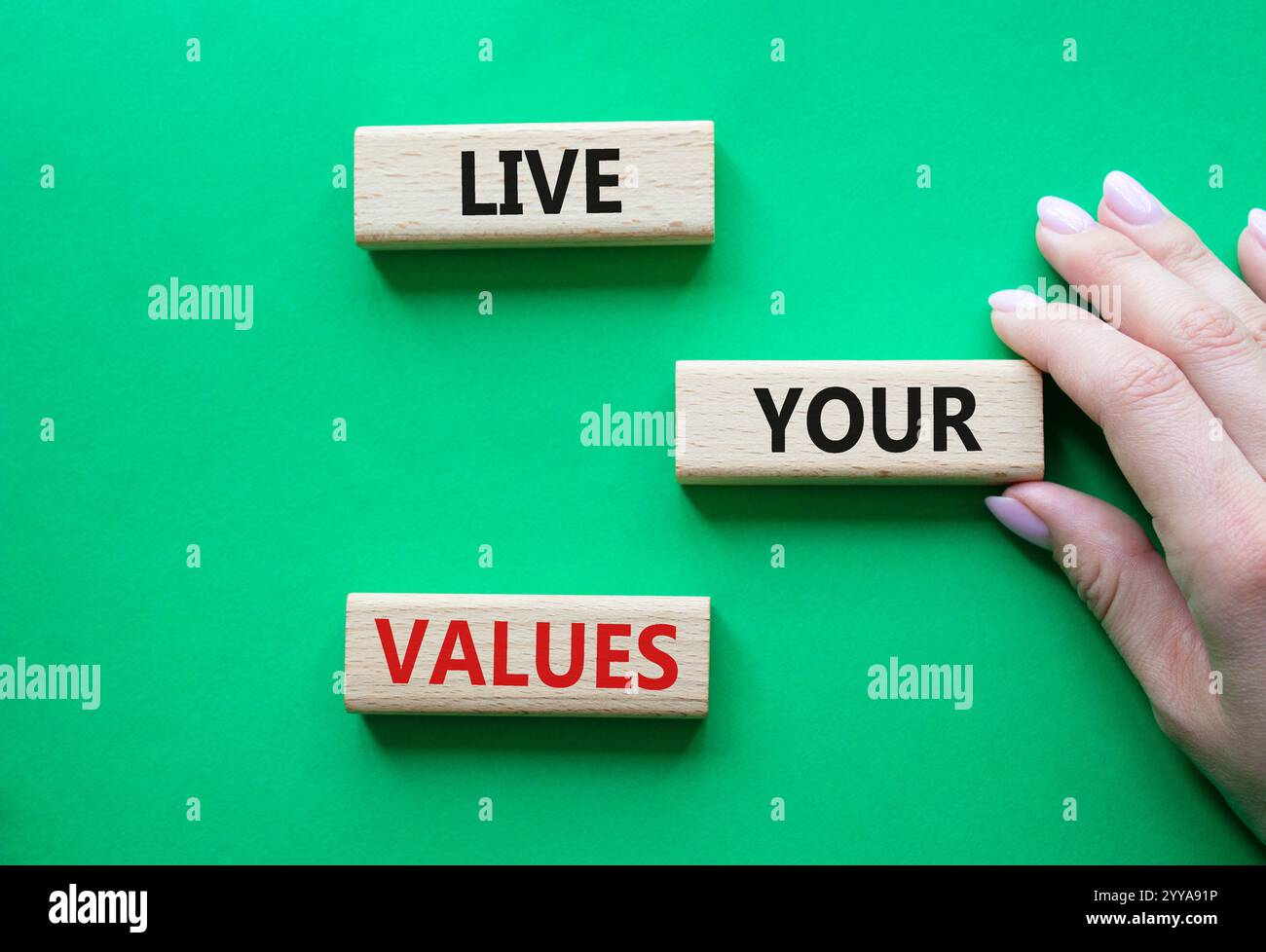 Live your values symbol. Concept words Live your values on wooden ...