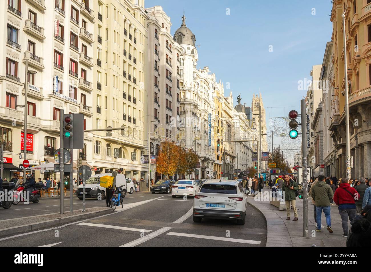 Gran Via of Madrid, main street, shopping centre of Madrid, Spain Stock ...