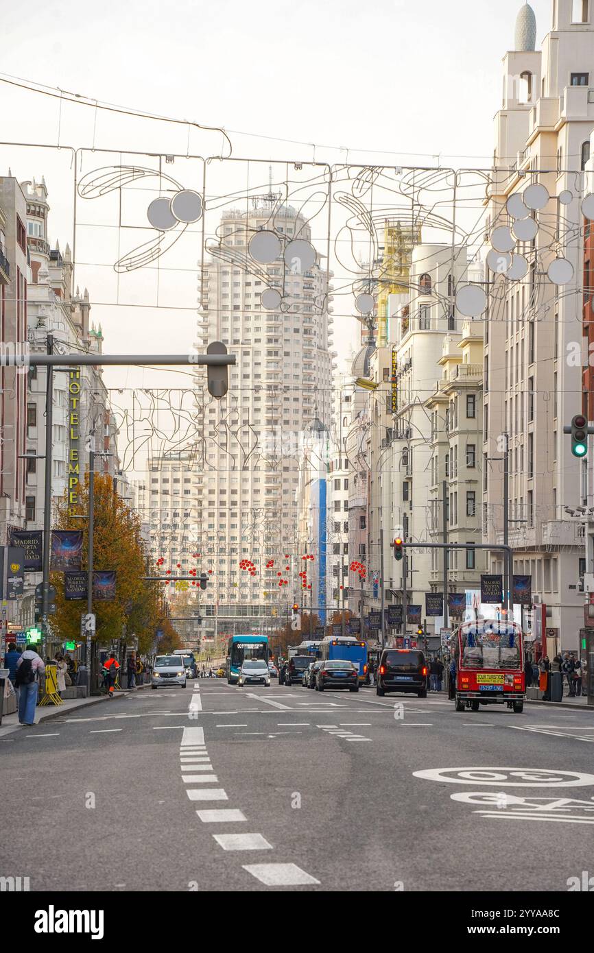 Gran Via of Madrid, main street, shopping centre of Madrid, Spain Stock ...
