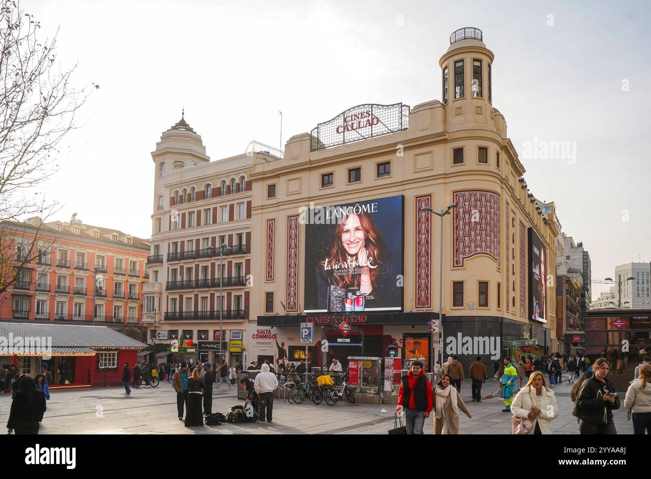 Cines Callao, Movie theater, with crowd at Callao square, Spain Stock ...