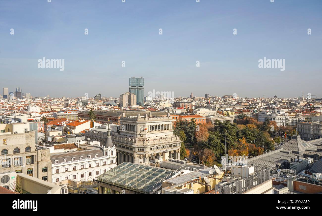Aerial view, cityscape of Madrid, Spain, the City of Madrid, Spain ...