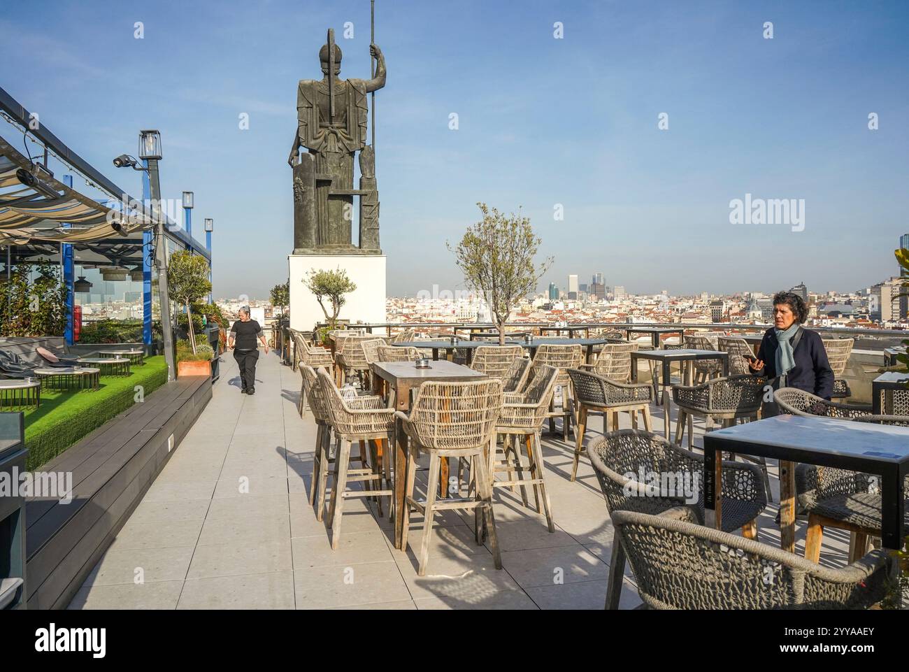 Rooftop terrace. loungers of Circulo de Bellas Artes Building, Madrid ...