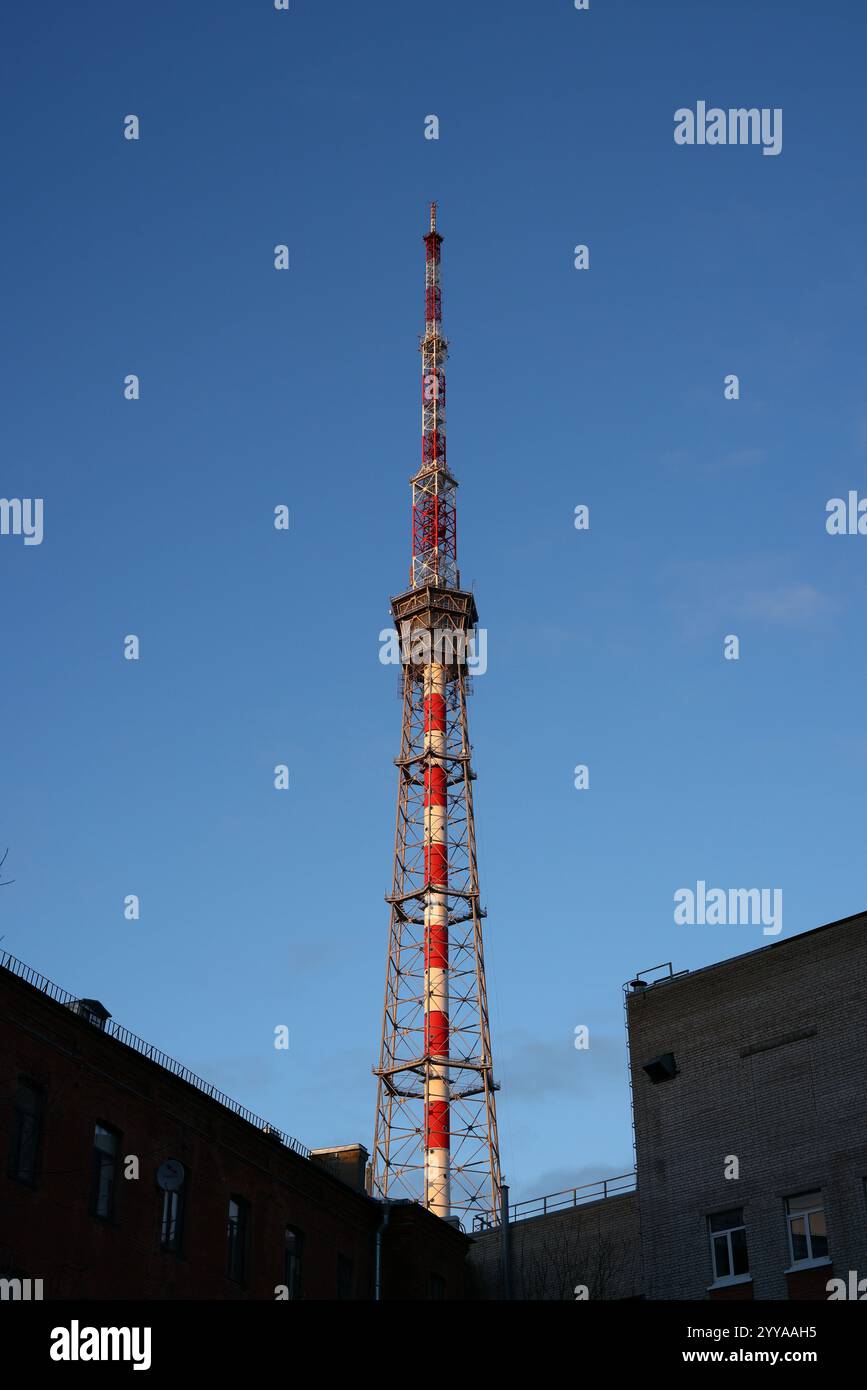 A Broadcast Tower Stands Tall Against a Bright Clear Blue Sky ...