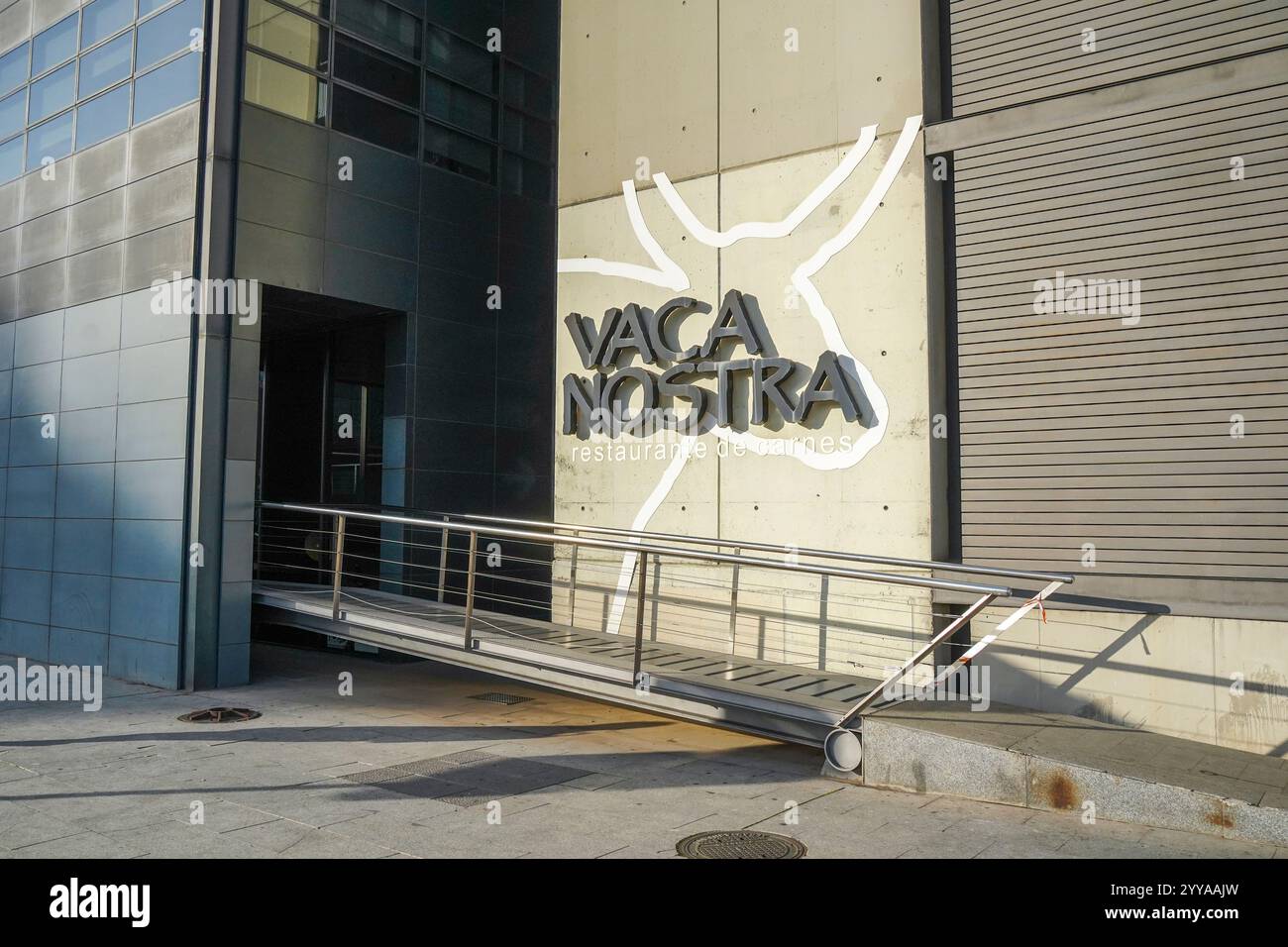 Entrance of Vaca Nostra Spanish meat restaurant, Madrid, Spain Stock ...