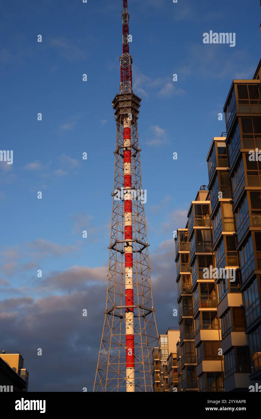 A Stunning Iconic Communication Tower Silhouetted Against the Beautiful ...