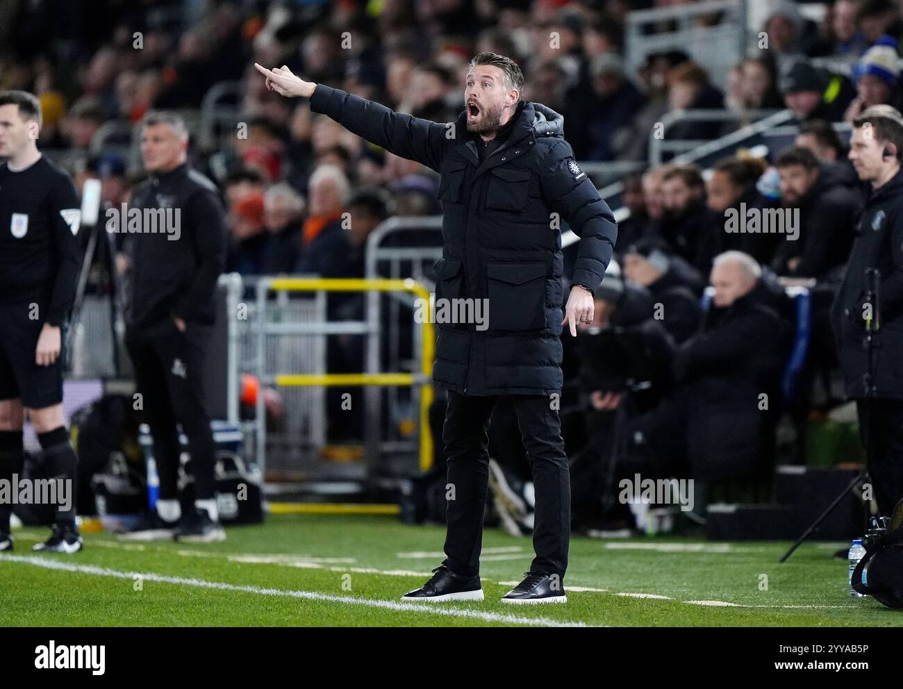 Luton Town manager Rob Edwards gestures on the touchline during the Sky ...