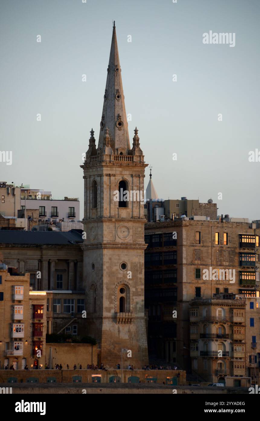 St. Paul Cathedral, Valletta view from Tigné Pedestrian Bridge, Sliema ...