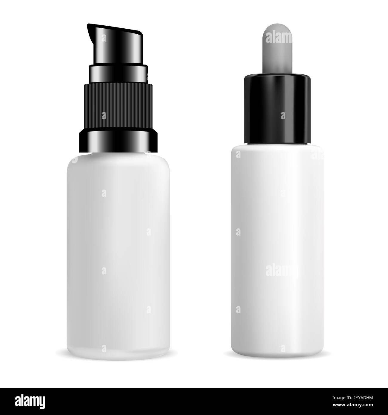 Cosmetic serum dropper airless dispenser bottle vector mockup. Face ...