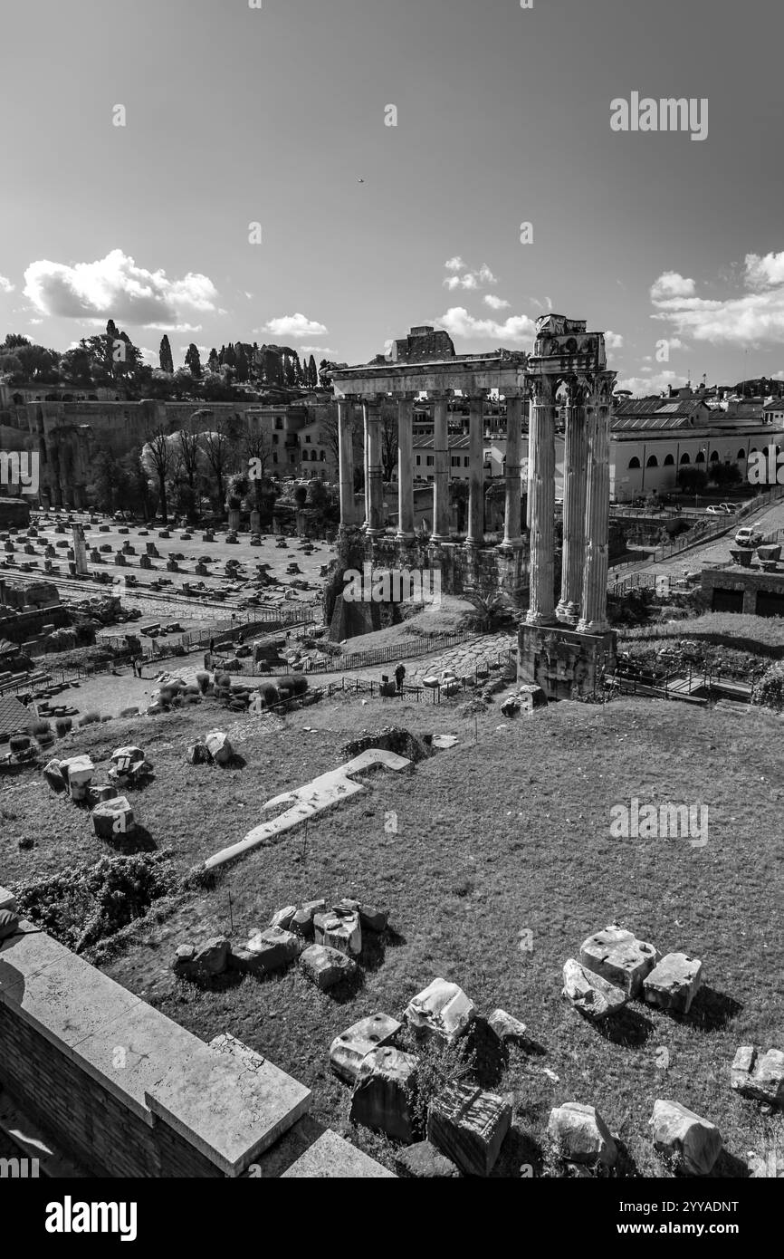 Rome, Italy - April 5, 2019: Forum Romanum is a rectangular forum ...