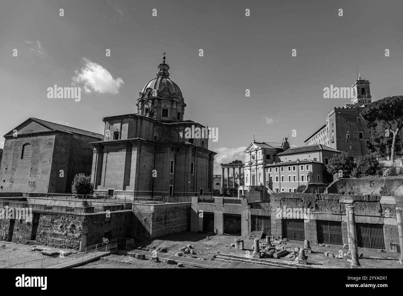 Rome, Italy - April 5, 2019: Forum Romanum is a rectangular forum ...