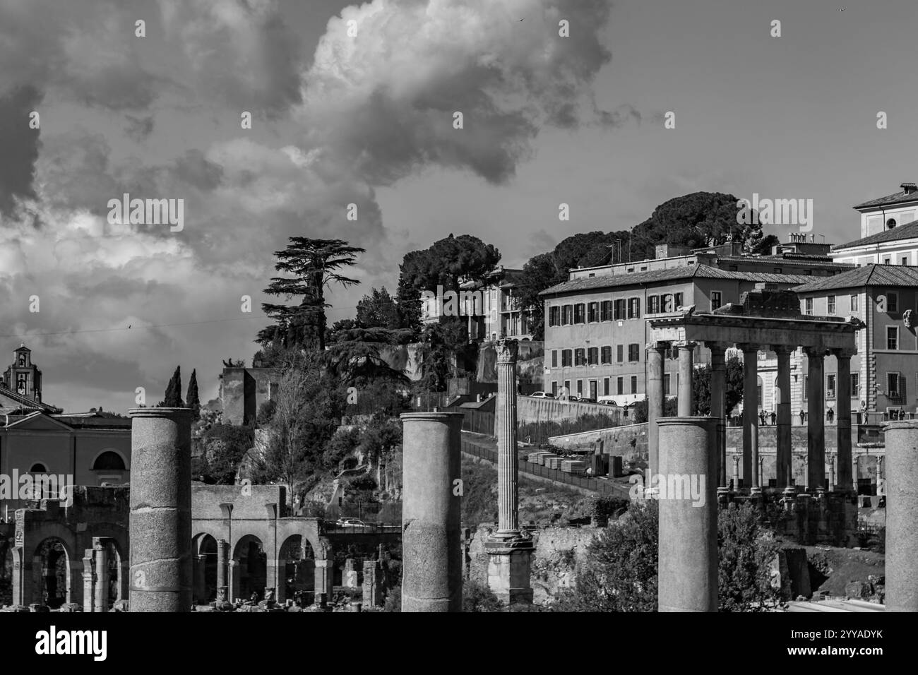 Rome, Italy - April 5, 2019: Forum Romanum is a rectangular forum ...