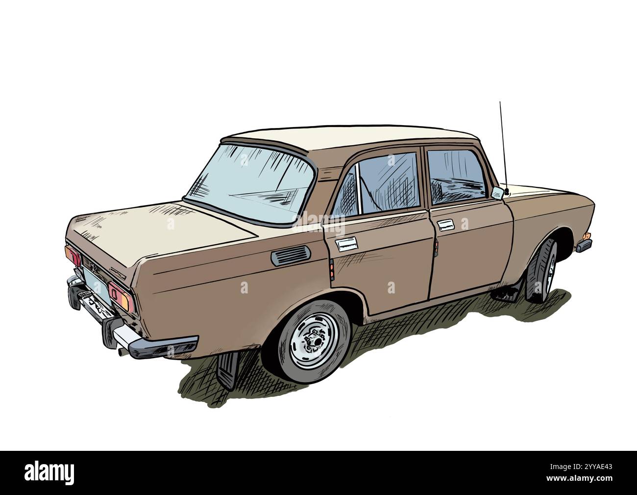 Retro car . Side view, illustration Stock Photo - Alamy