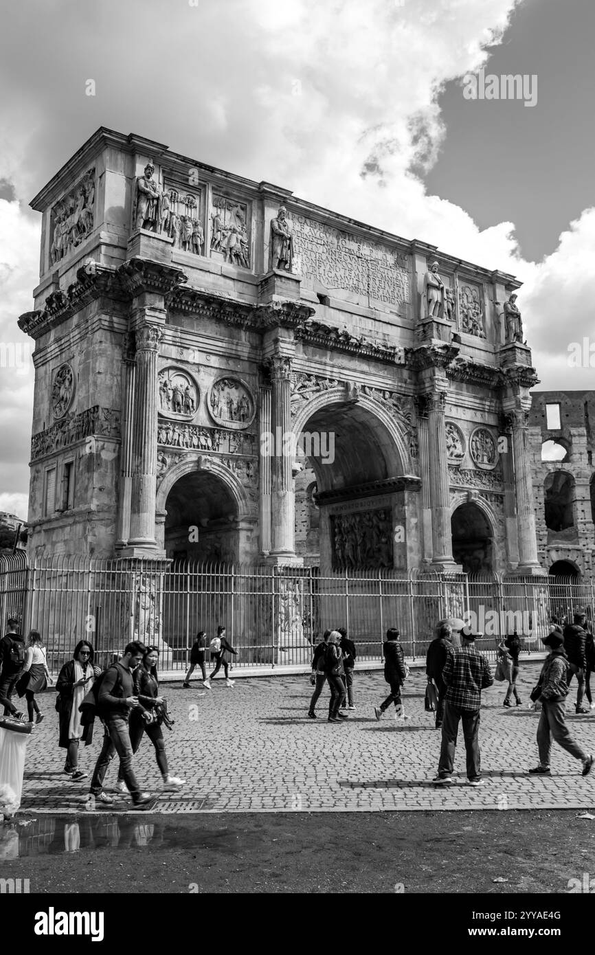 Rome, Italy - April 7, 2019: The Arch of Constantine is a triumphal ...