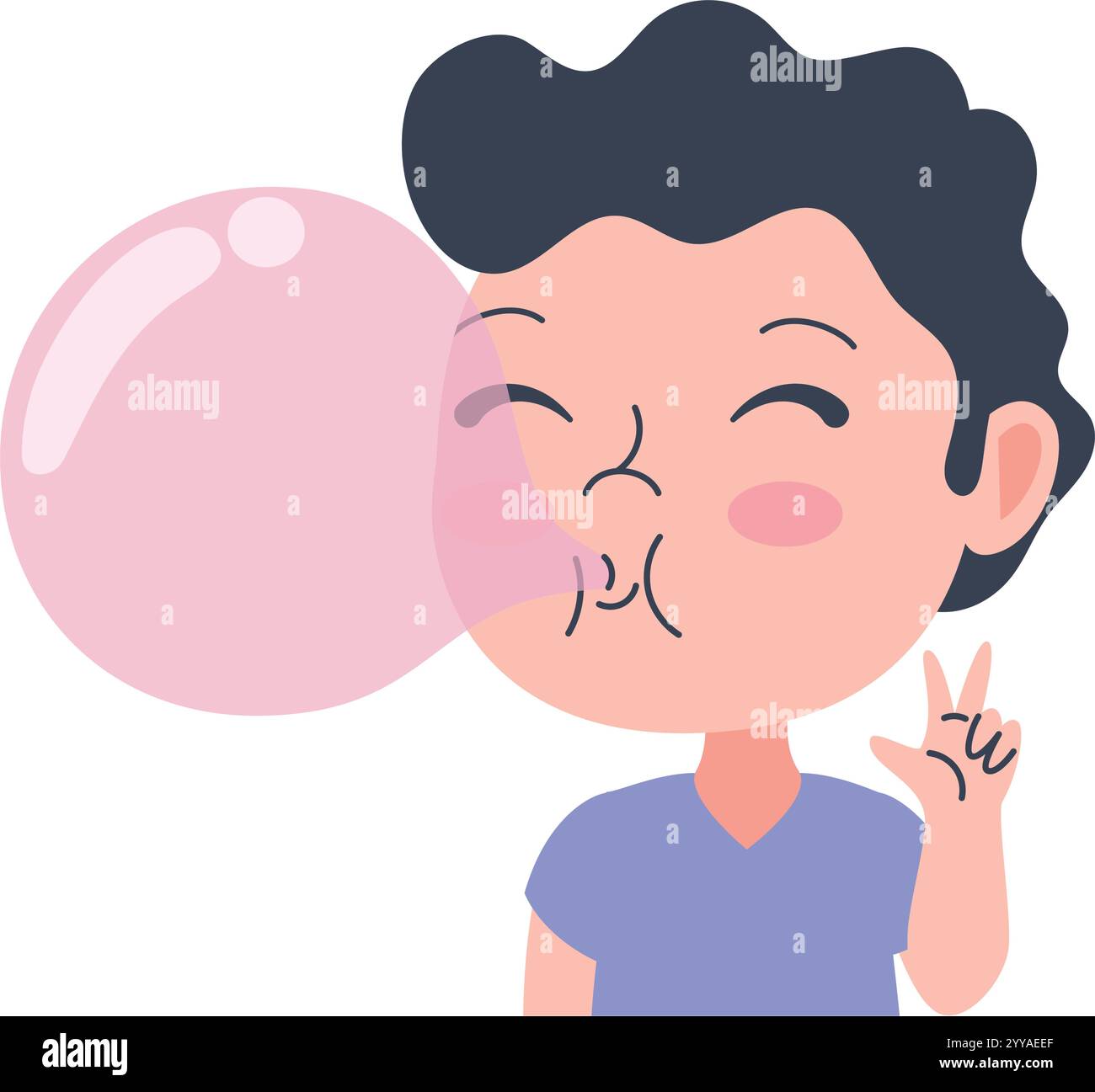 happy boy chewing gum Stock Vector Image & Art - Alamy