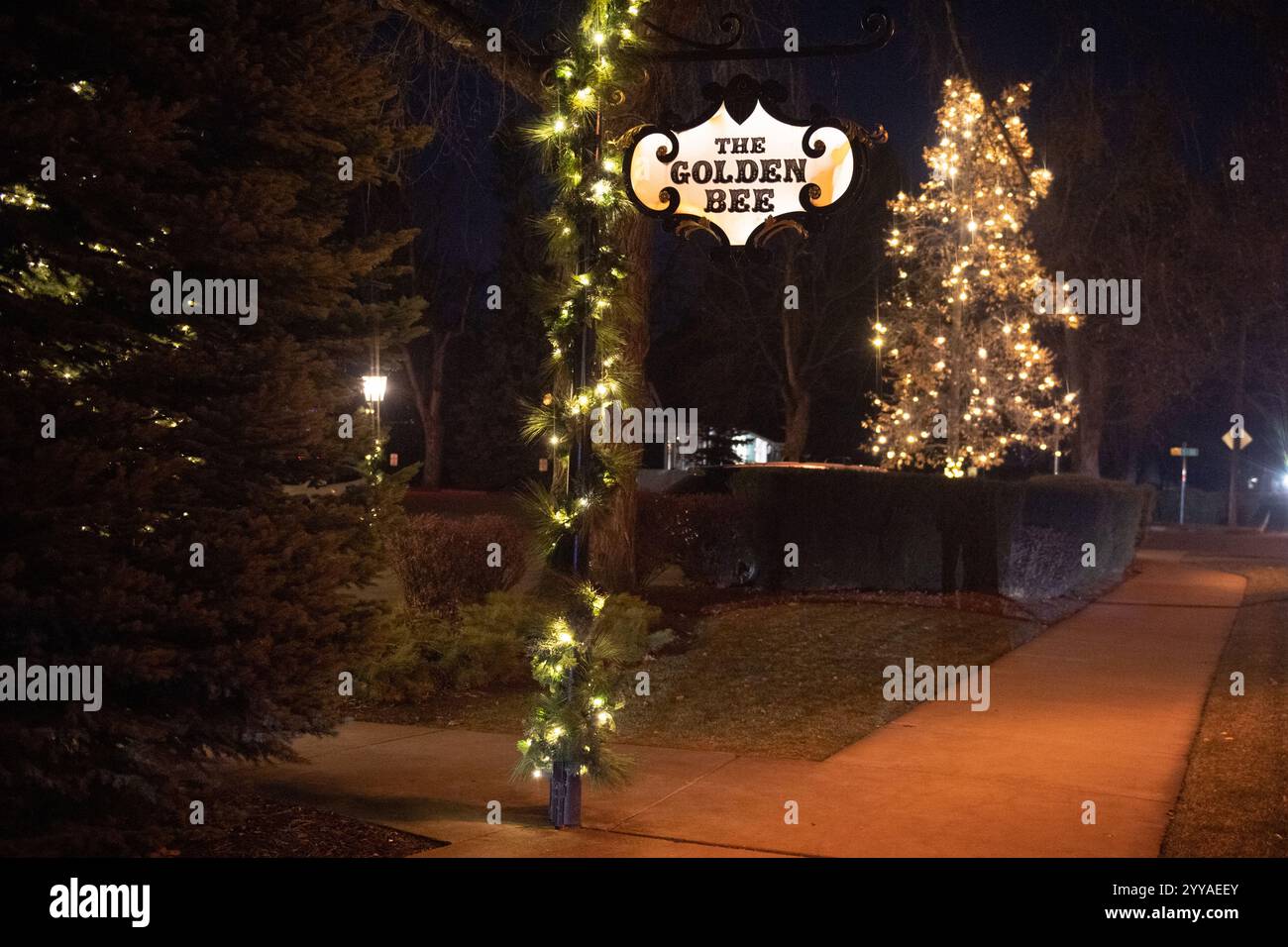 Holiday and Christmas lights at the Broadmoor Hotel and Golden Bee, a ...