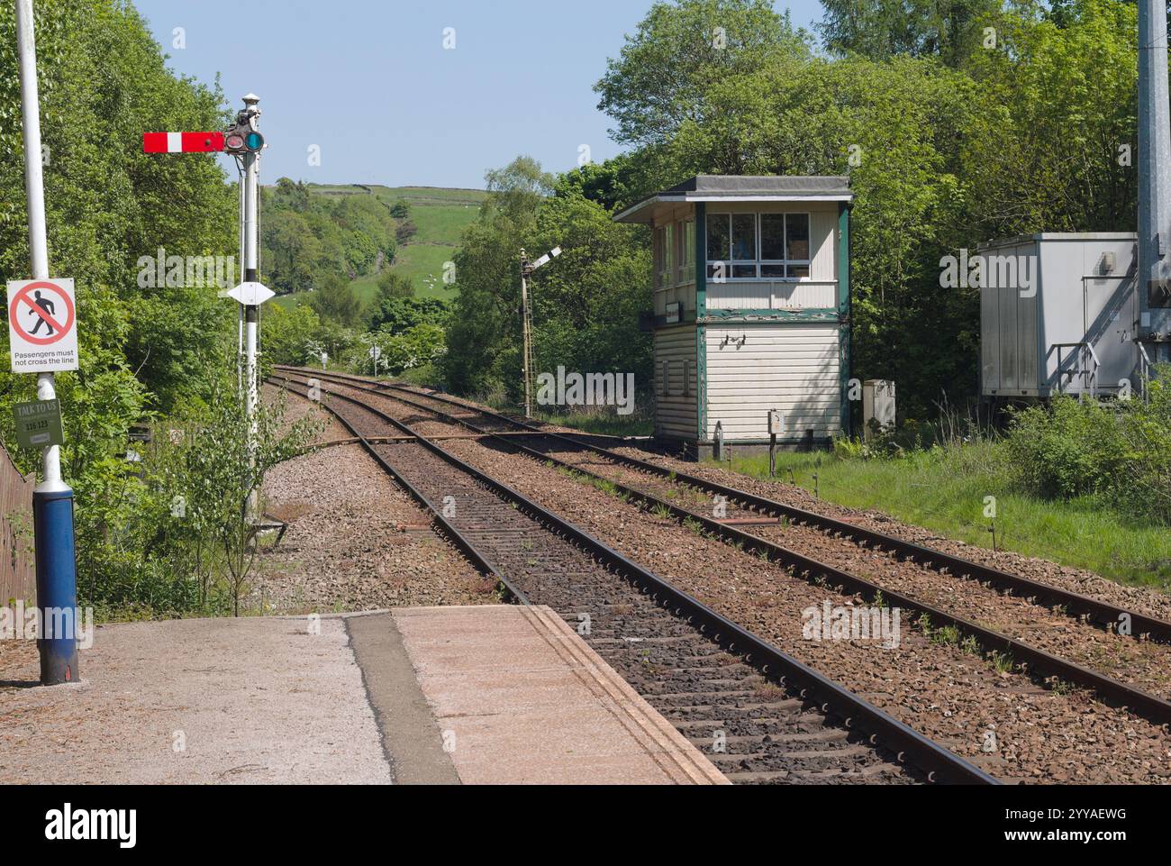 Chapel en le Frith, Signal Box and Semaphores Stock Photo - Alamy