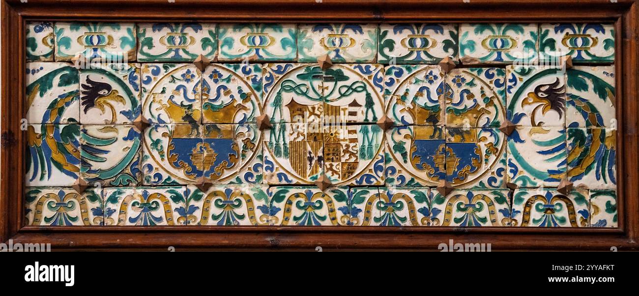 tiles with the heraldry of Don Hernando de Aragón, edge tiling, Royal ...