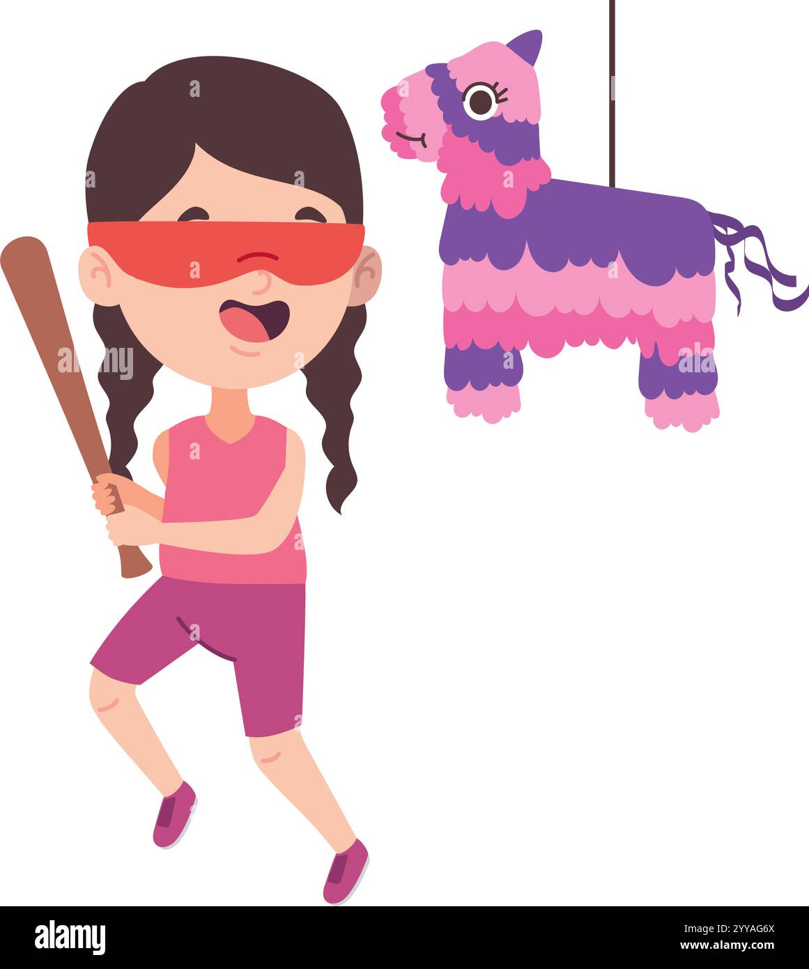 blindfold girl hitting the pinata Stock Vector Image & Art - Alamy