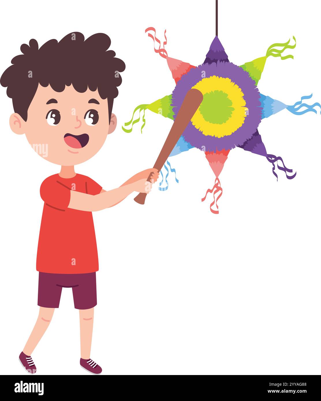 kid hitting pinata party Stock Vector Image & Art - Alamy