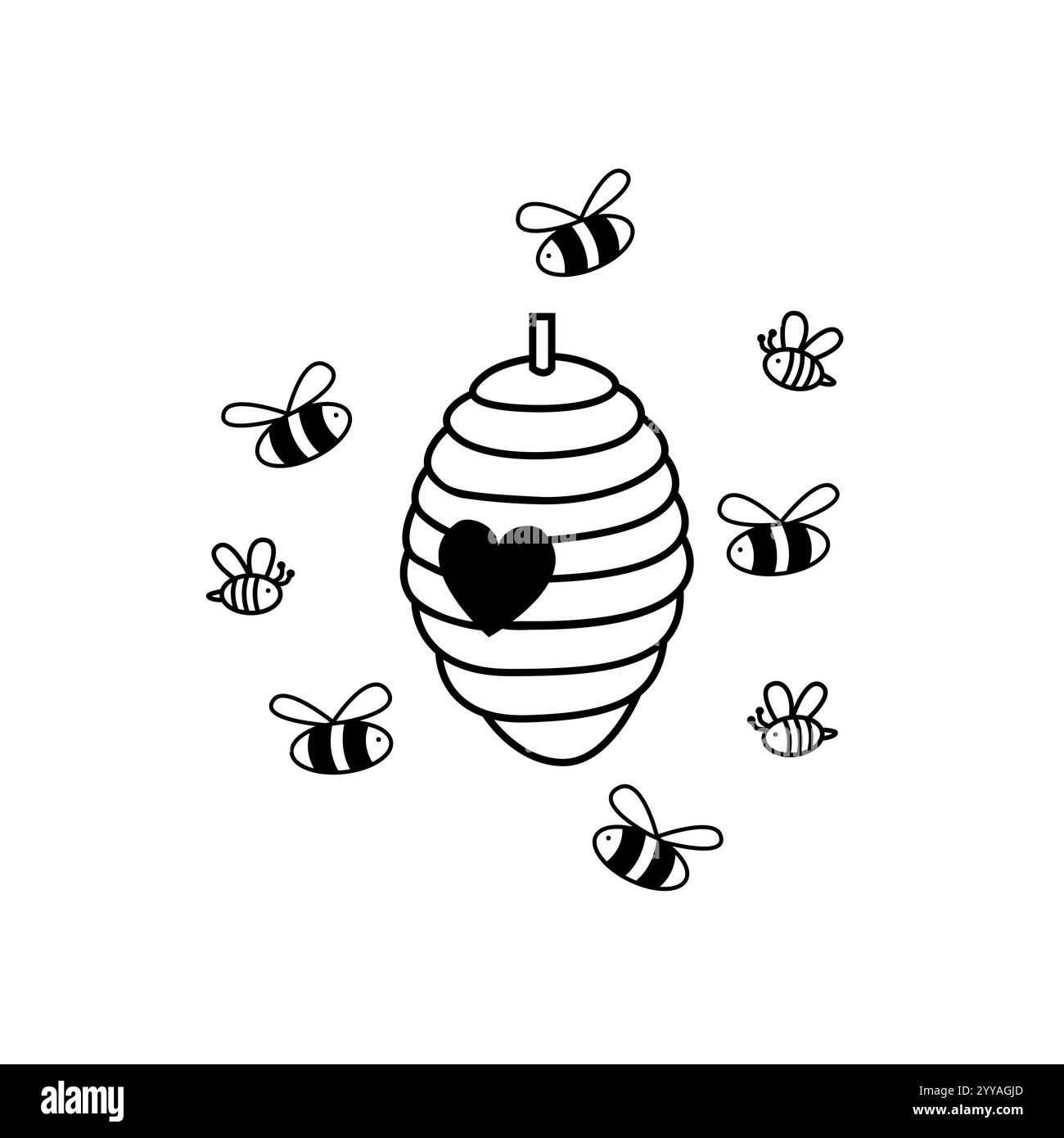 Beehive vector illustration with flying bee Stock Vector Image & Art ...