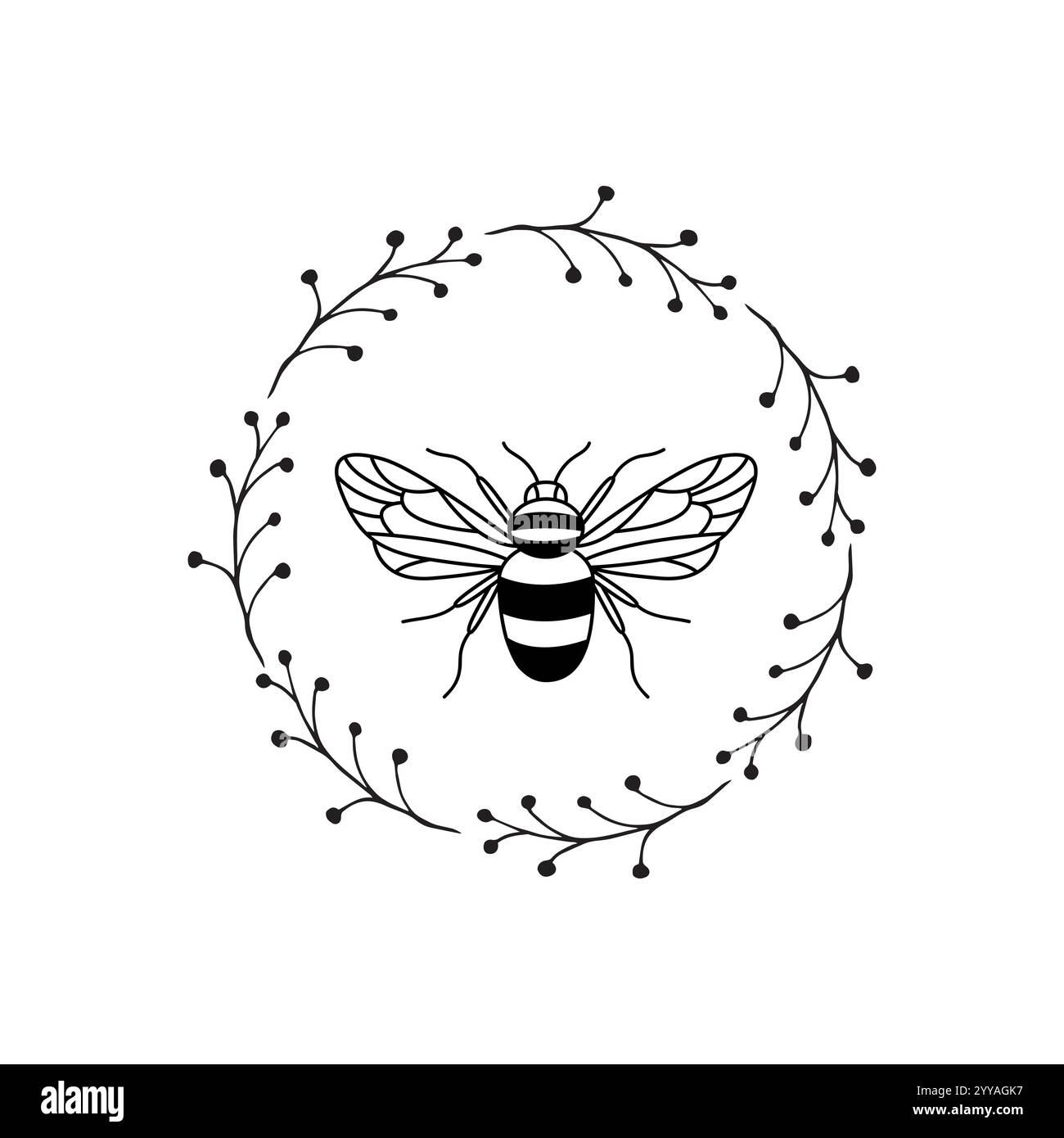 Bee and wreath vector illustration Stock Vector Image & Art - Alamy