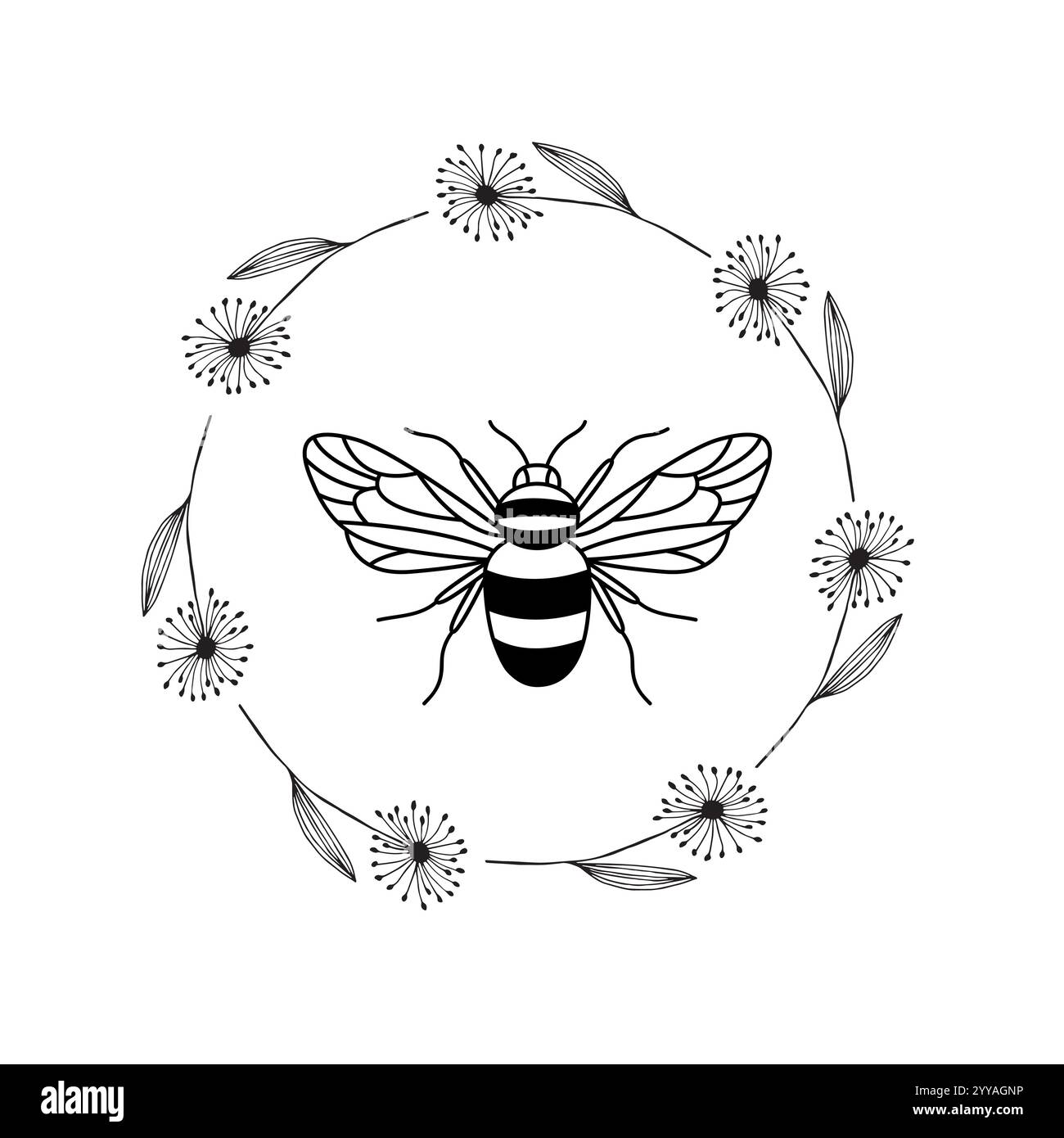 Bee and wreath vector illustration Stock Vector Image & Art - Alamy
