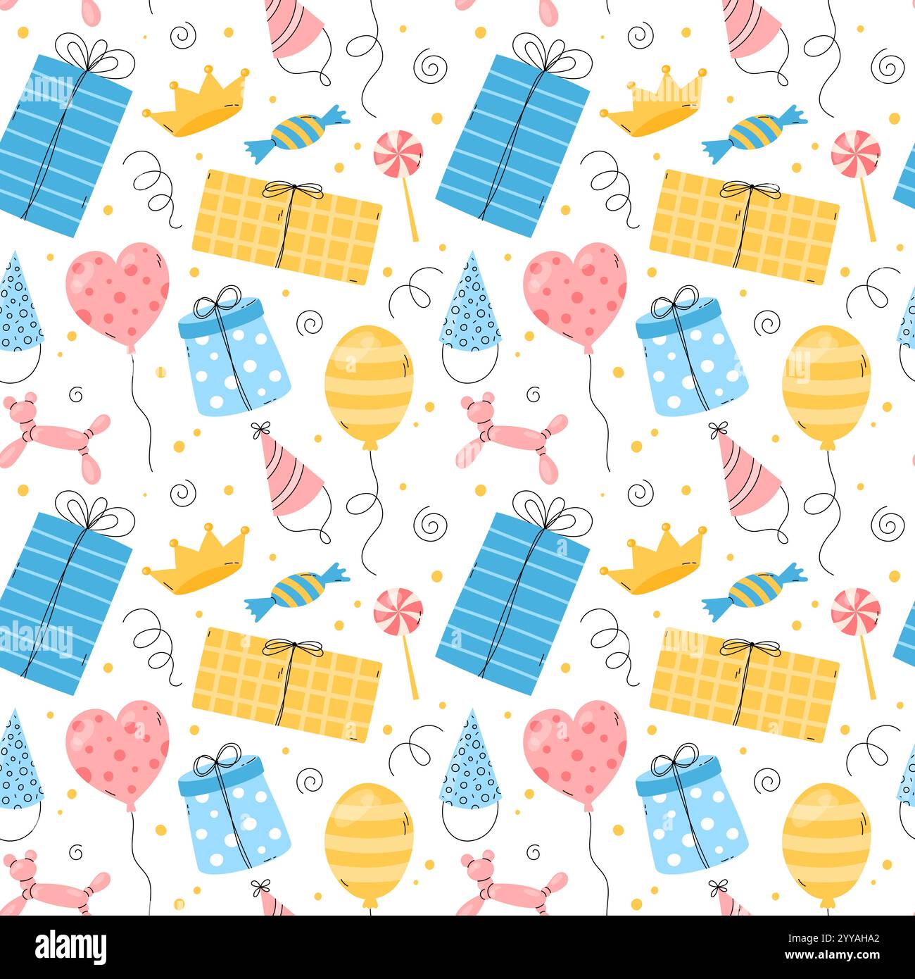 Happy Birthday seamless pattern. Endless vector illustration ...