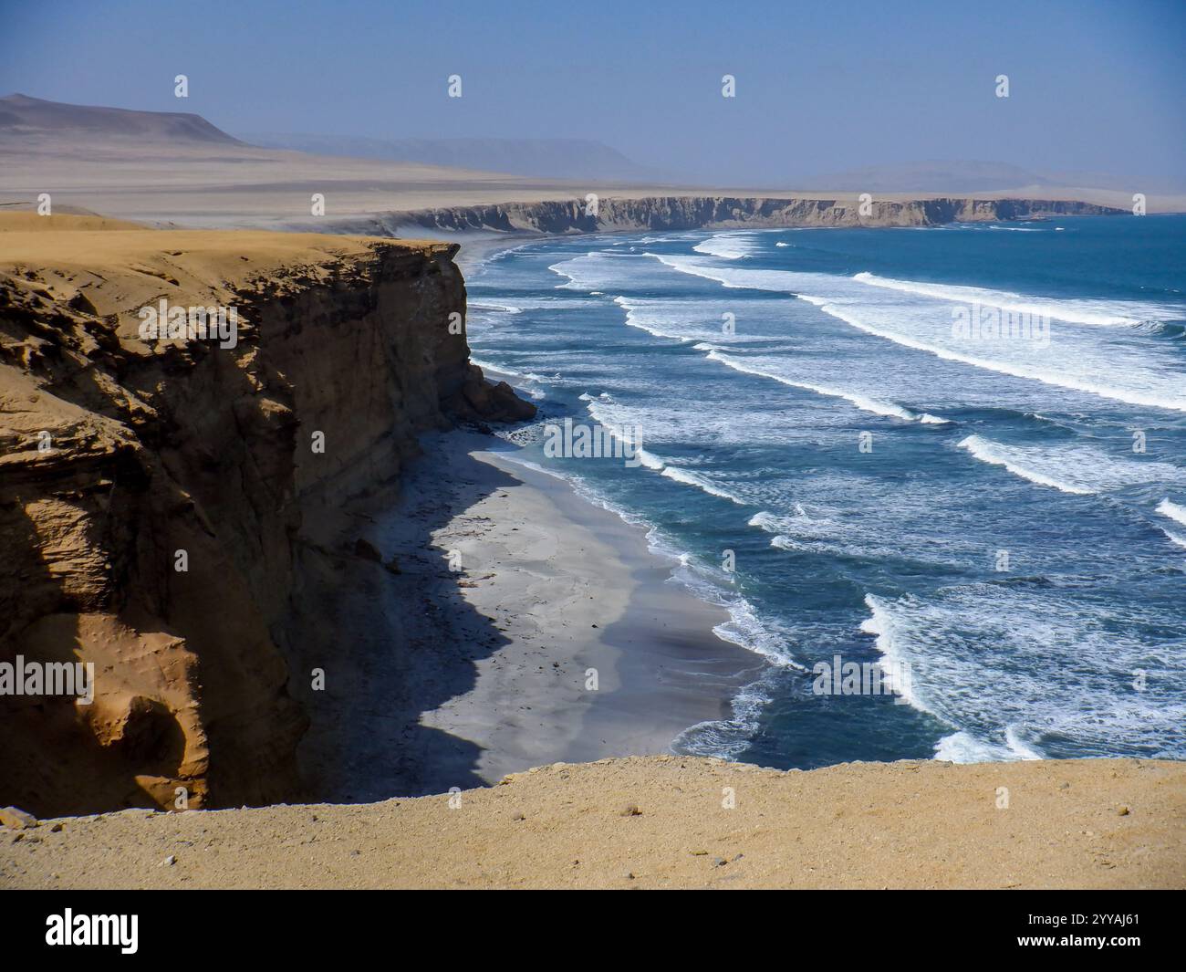 Paracas National Reserve in Peru is an arid coastline due to the frigid ...