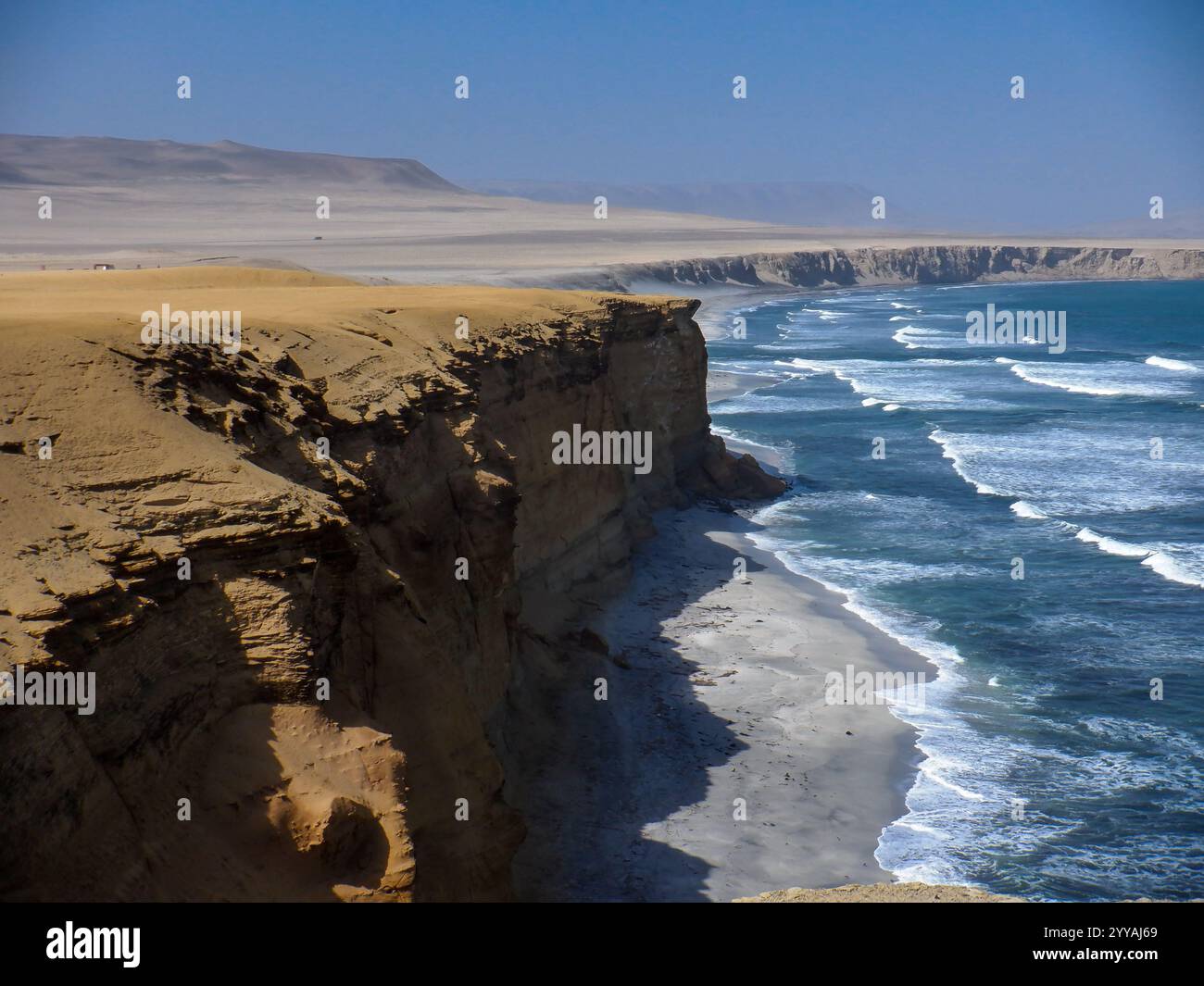 Paracas National Reserve in Peru is an arid coastline due to the frigid ...