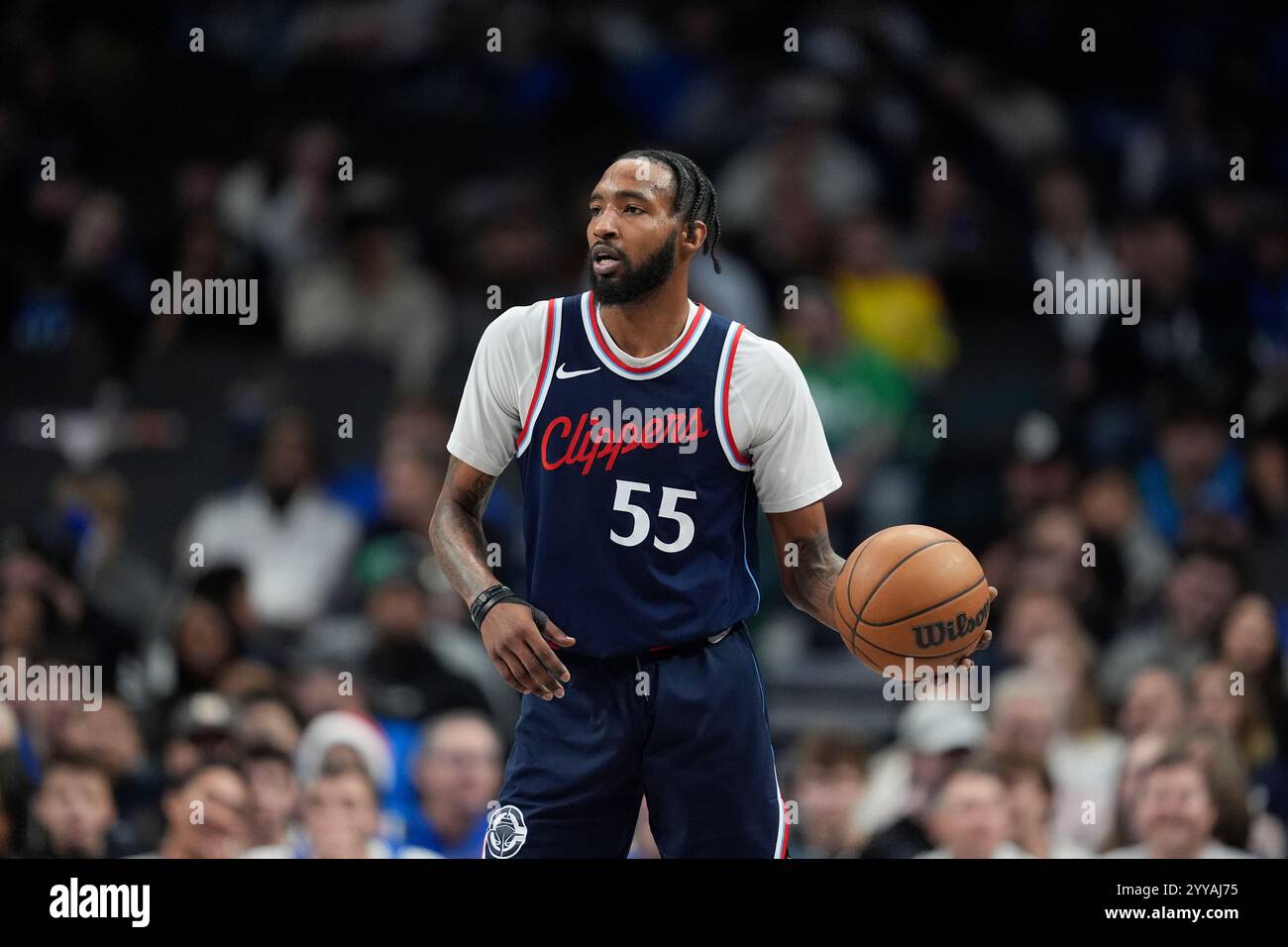 Los Angeles Clippers forward Derrick Jones Jr. works against the Dallas ...