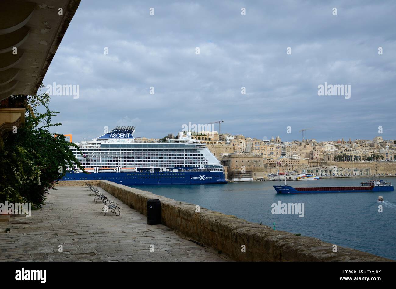 Valletta view from Meeresbalkon, Isla-Senglea, Malta, Europe Stock ...