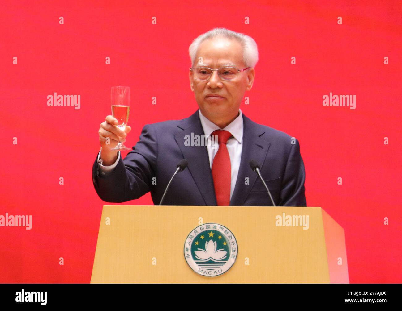 New Macau Chief Executive Sam Hou-fai toasts during a cocktail party in ...