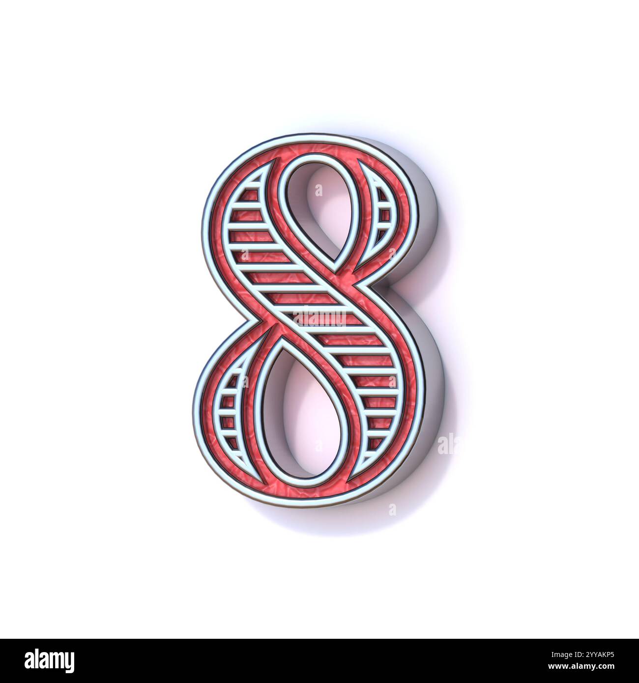 Red silver festive font Number 8 EIGHT 3D rendering illustration ...