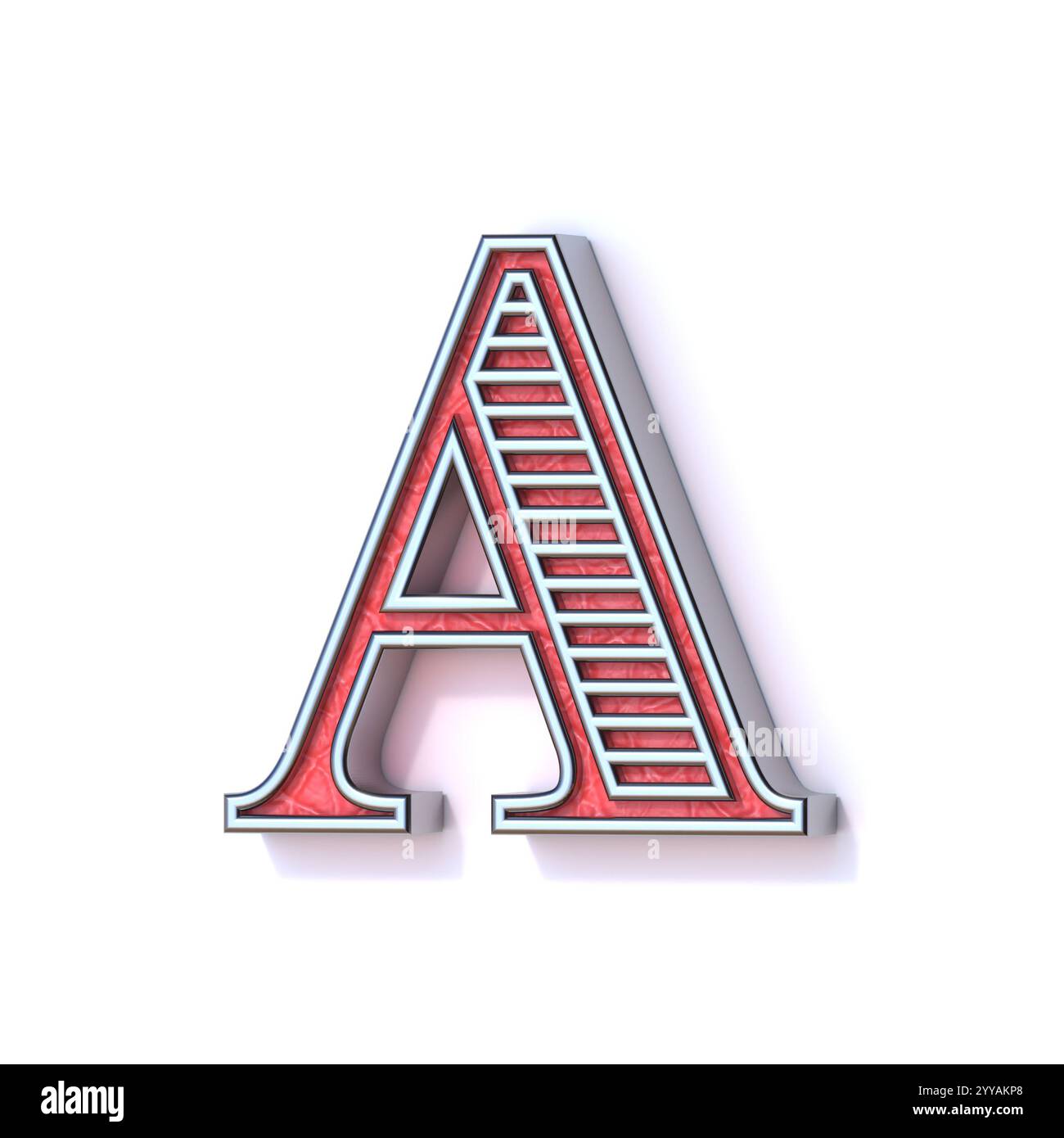 Red silver festive font Letter A 3D rendering illustration isolated on ...