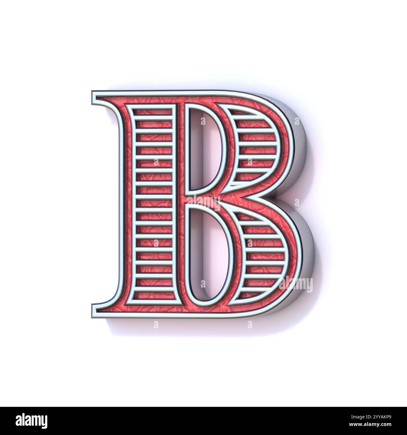 Red silver festive font Letter B 3D rendering illustration isolated on ...