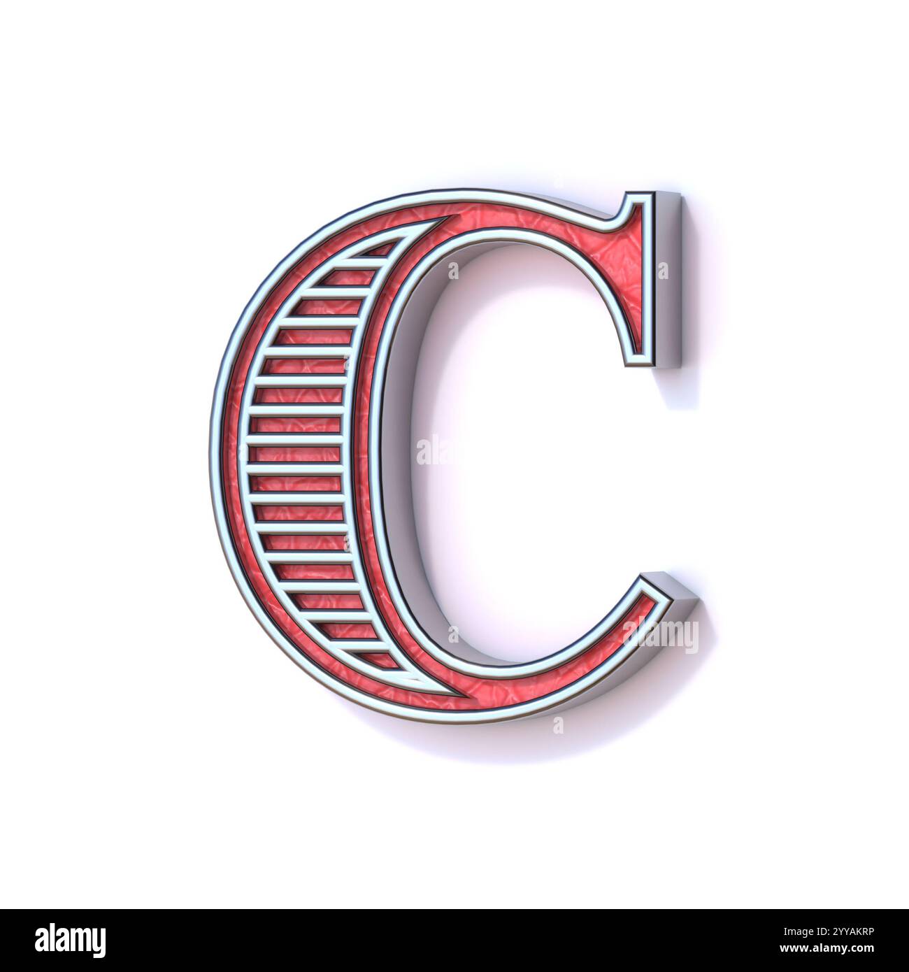 Red silver festive font Letter C 3D rendering illustration isolated on ...