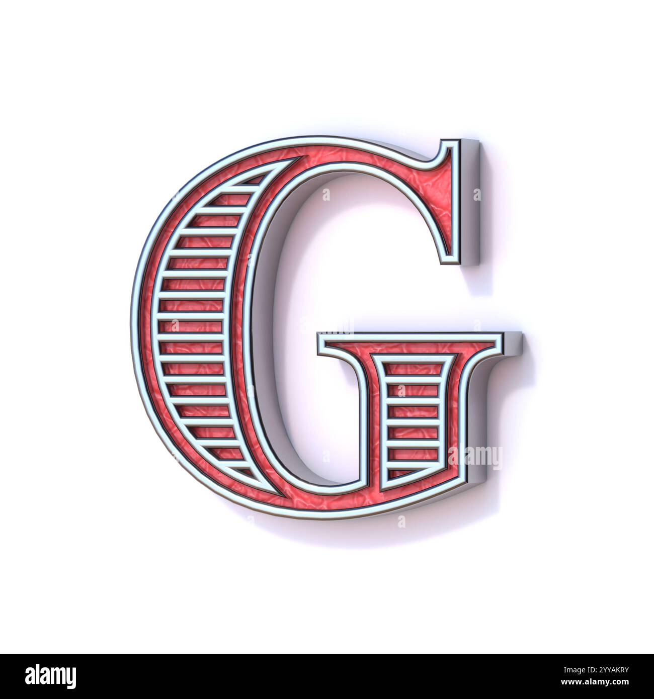 Red silver festive font Letter G 3D rendering illustration isolated on ...