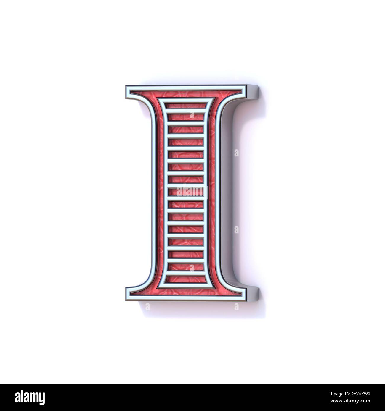Red silver festive font Letter I 3D rendering illustration isolated on ...