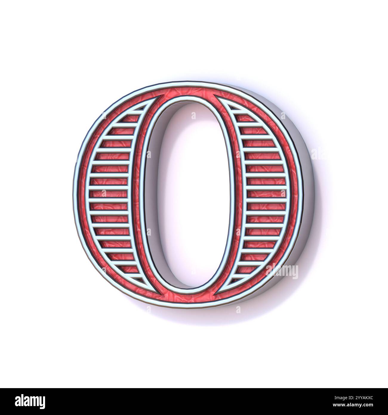 Red silver festive font Letter O 3D rendering illustration isolated on white background Stock ...