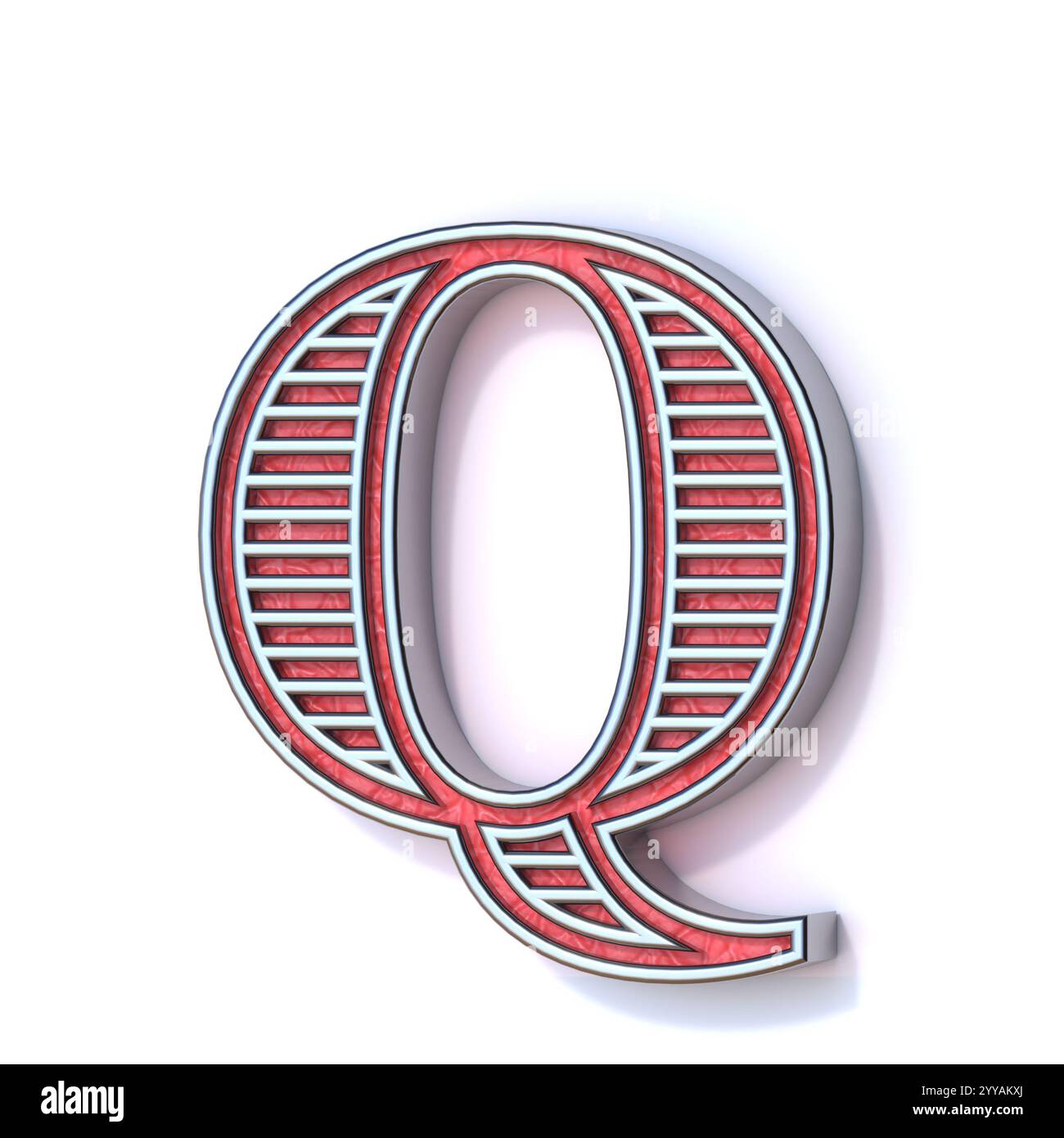 Red silver festive font Letter Q 3D rendering illustration isolated on ...