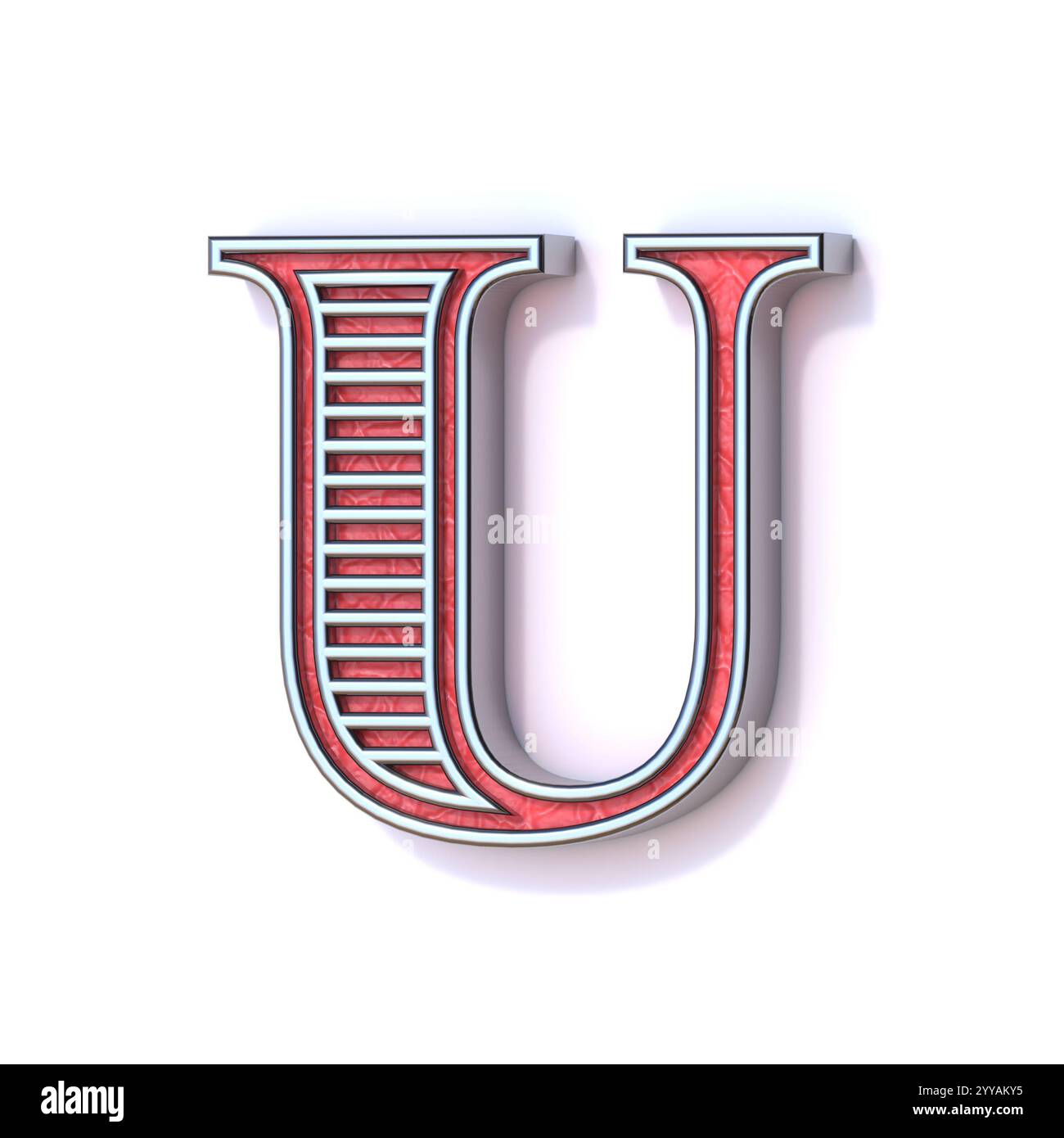 Red silver festive font Letter U 3D rendering illustration isolated on ...