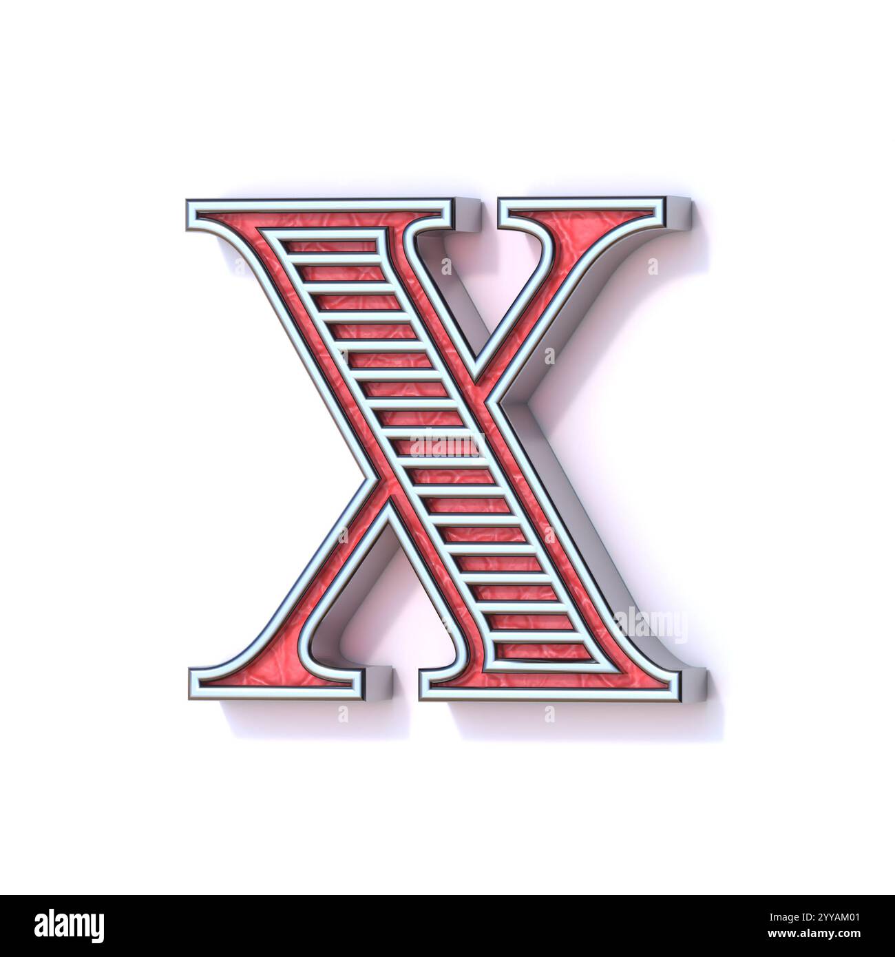 Red silver festive font Letter X 3D rendering illustration isolated on ...
