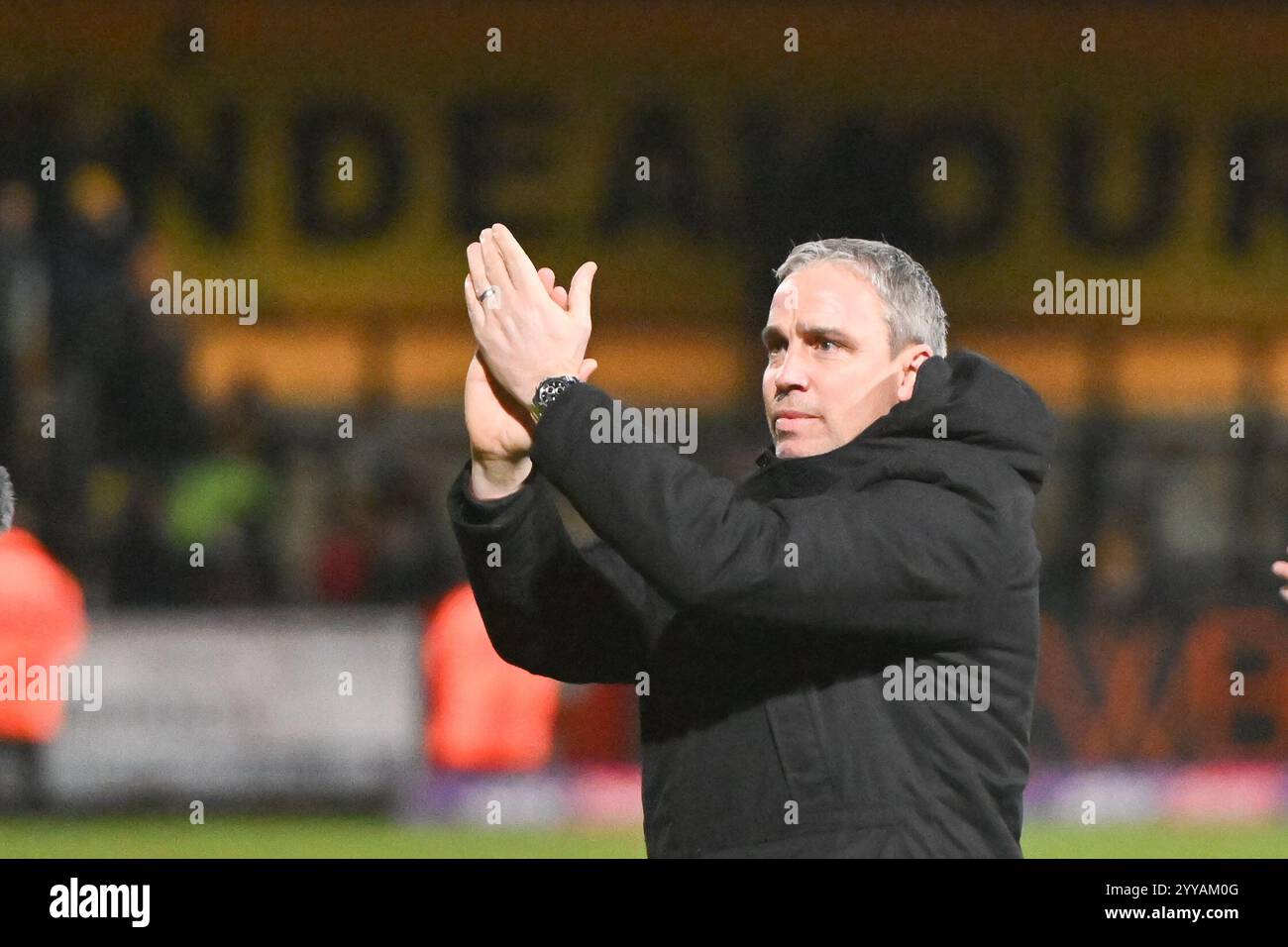 Manager Michael Duff (Manager Huddersfield) applauds fans after final ...