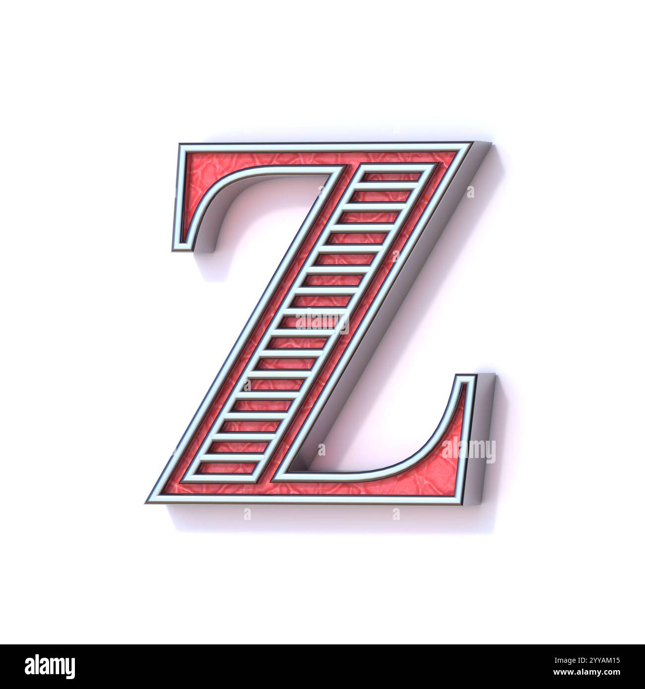 Red silver festive font Letter Z 3D rendering illustration isolated on ...