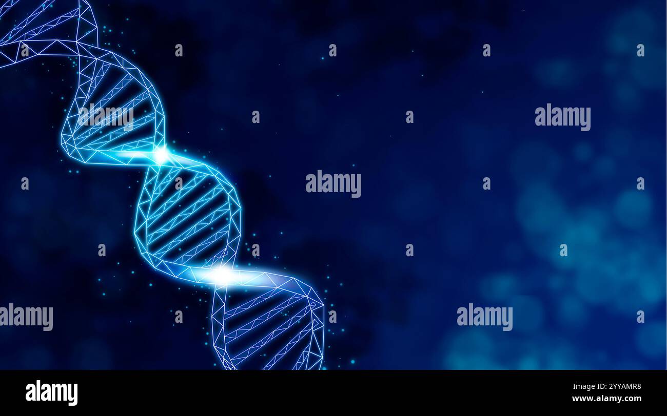 DNA double helix structure on blurred background, illustration. Banner ...