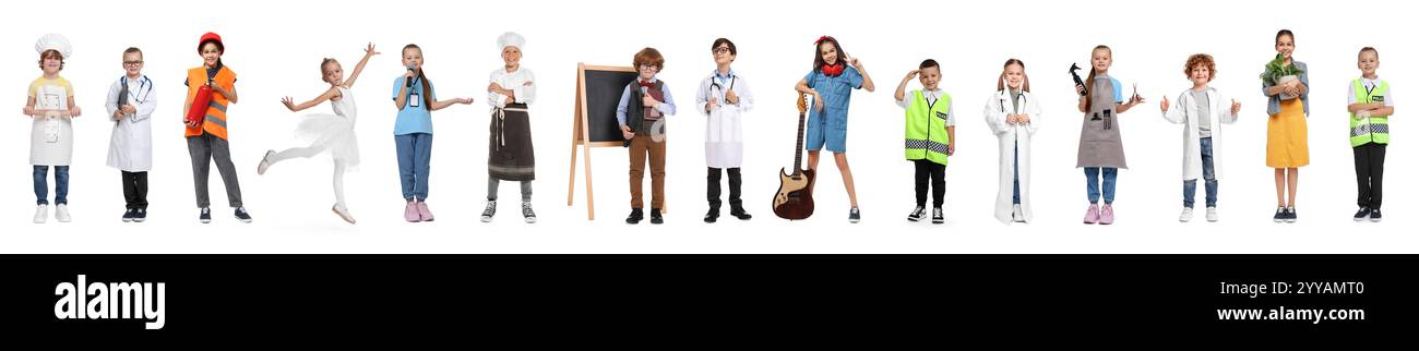 Future profession. Cute children copying people from different ...