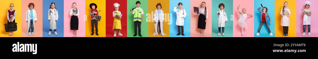 Future profession. Cute children copying people from different ...