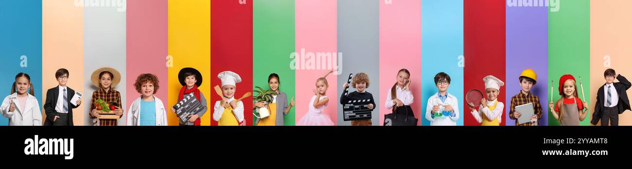 Future profession. Cute children copying people from different ...