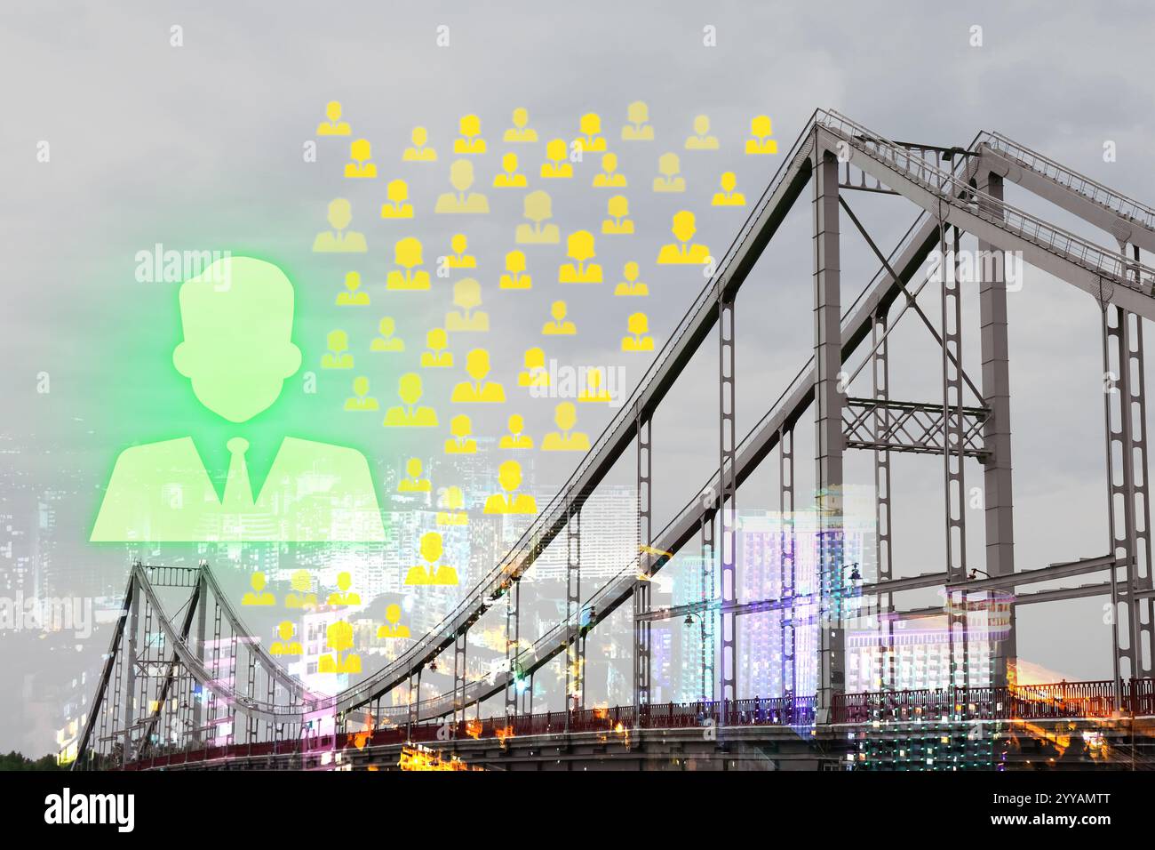 Human resource. One virtual figure standing out among others against ...